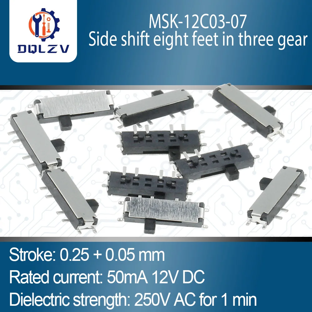 MSK-12C03-07 8Pin Toggle Switche Micro SMD on-off-on 1P2T Switch Side-Slide