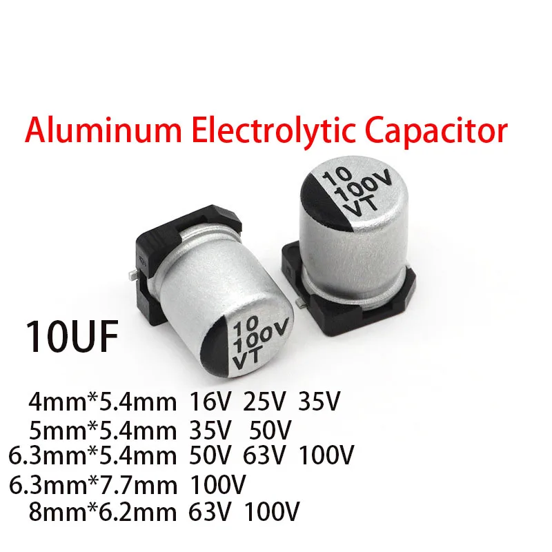 20PCS/LOT 10UF SMD Aluminum Electrolytic Capacitor 16V 25V 35V 50V 63V ...
