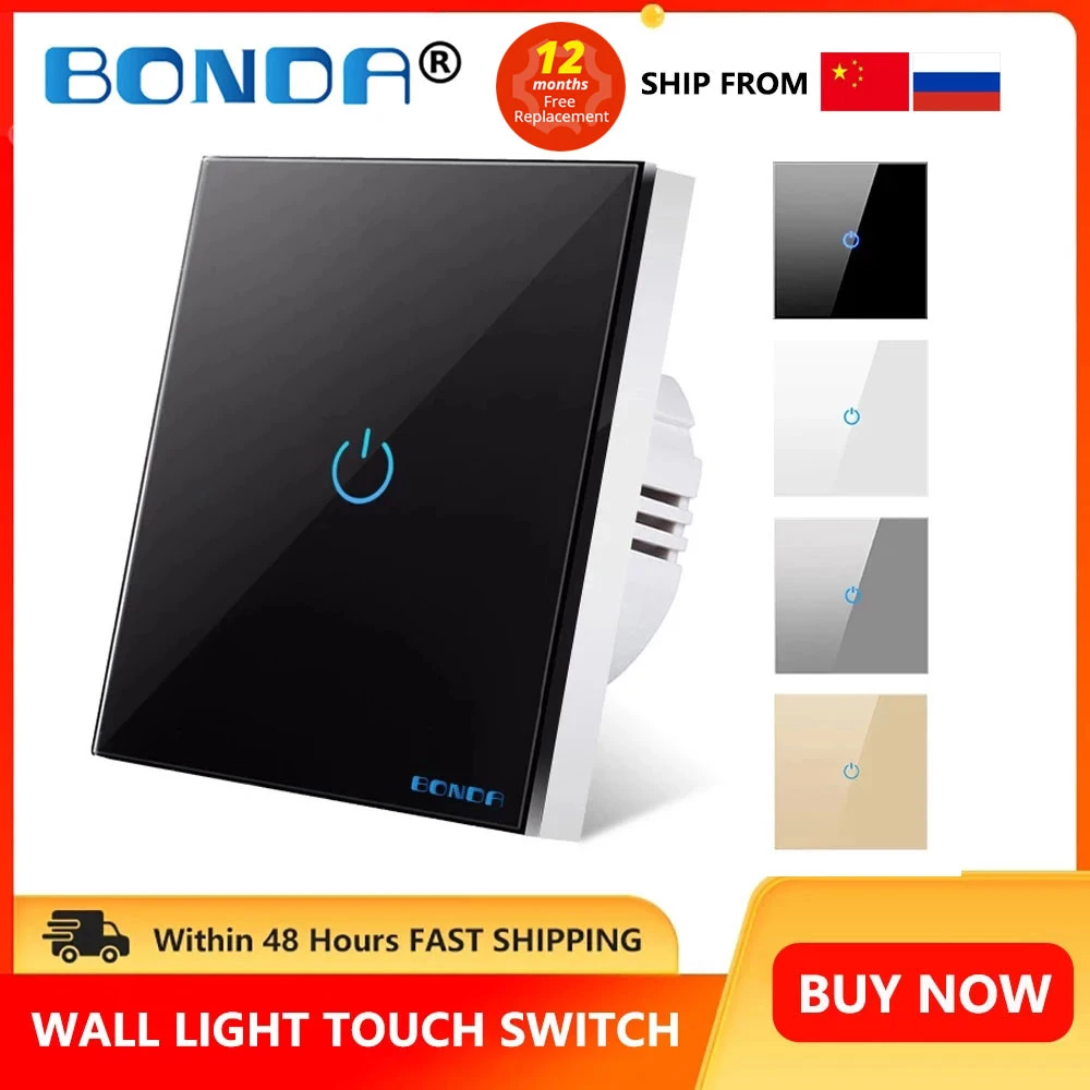 Light Touch Switch Sensor Eu Standard Tempered Crystal Glass Panel 4 ...