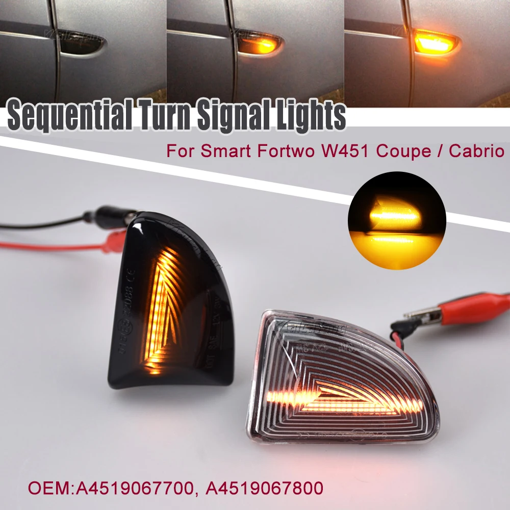 2PCS Smoked /Crystal lens Amber LED Dynamic side Marker light turn ...