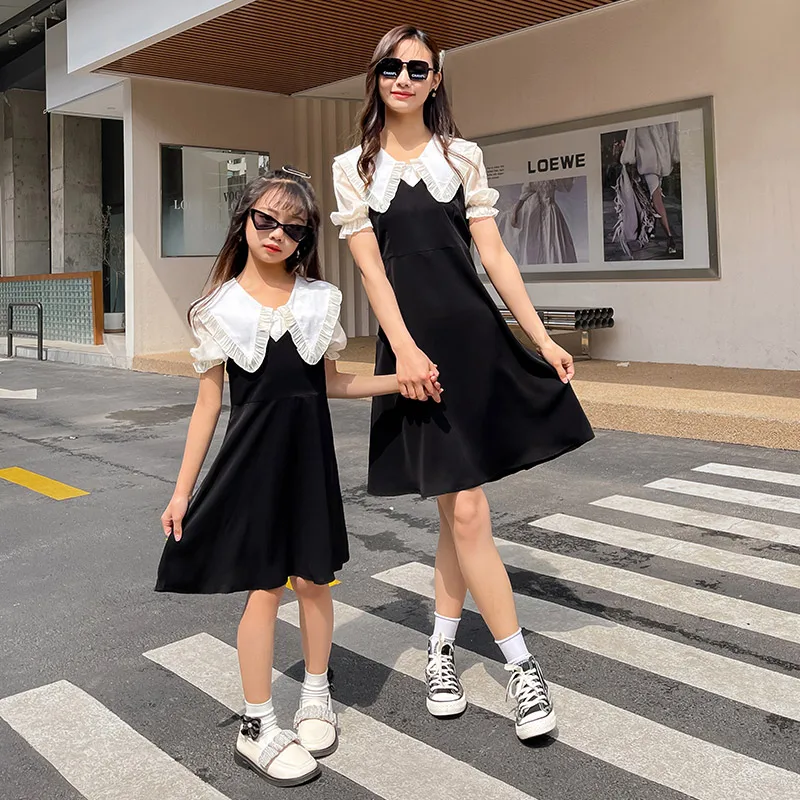 Mother-Daughter-Dresses-Short-Sleeve-Family-Matching-Clothes-For-Mom ...