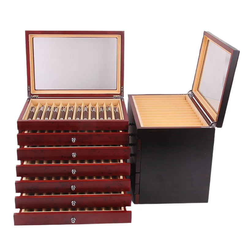 Black-Burgundy-Wooden-Pen-Display-Storage-Case-78-Pens-Capacity ...