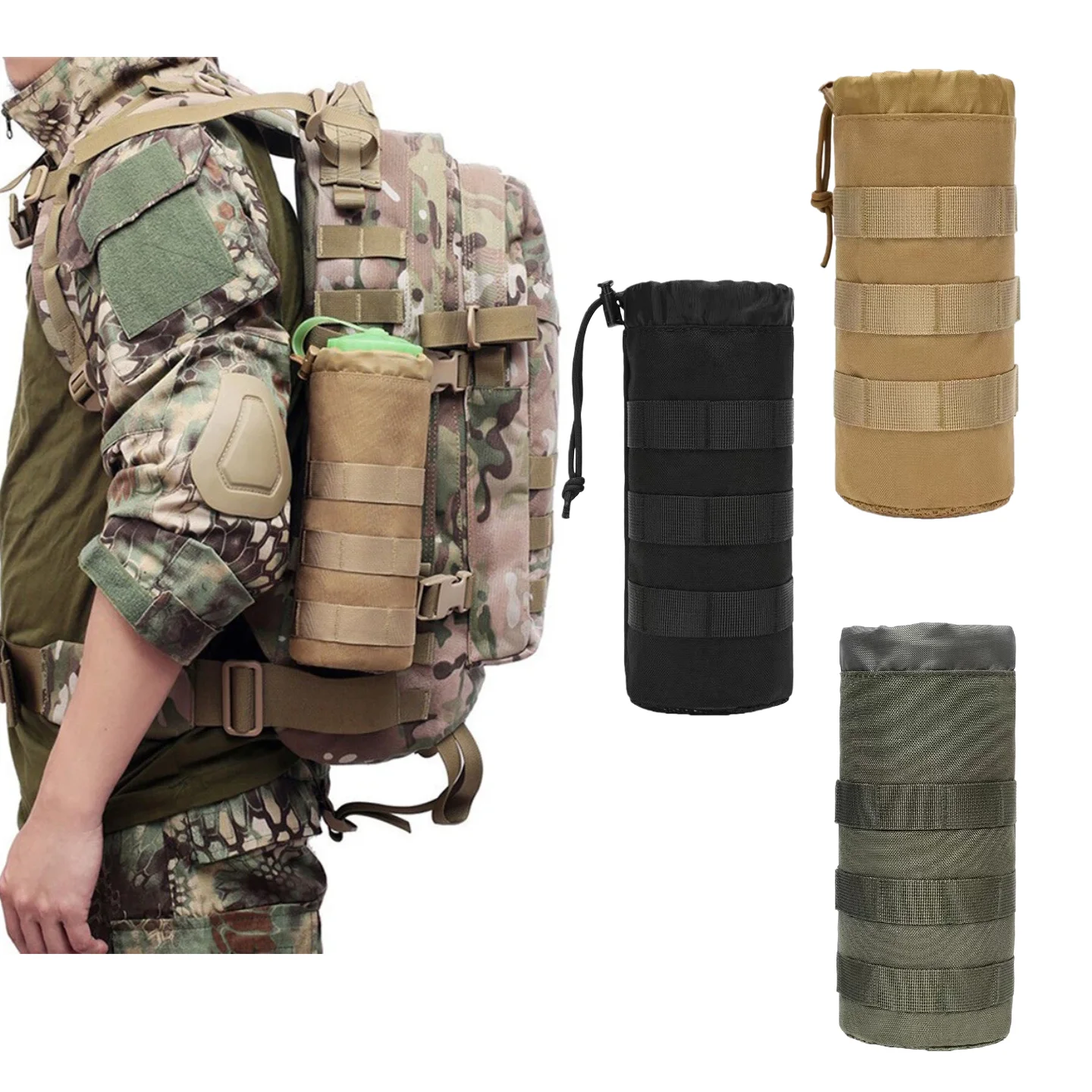 Tactical Molle Water Bottle Bag Pouch Holder Outdoor Travel Camping ...