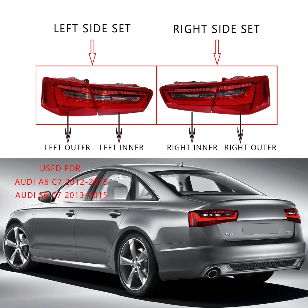 Complete-Set-or-Left-Right-Tail-Light-for-AUDI-A6-S6-C7-2012-2013-2014 ...