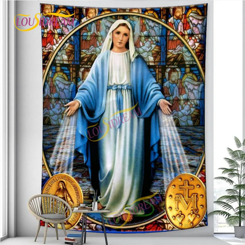 Tapestry Christian Jesus | Tablecloth Virgin Mary | Virgin Mary Wall ...