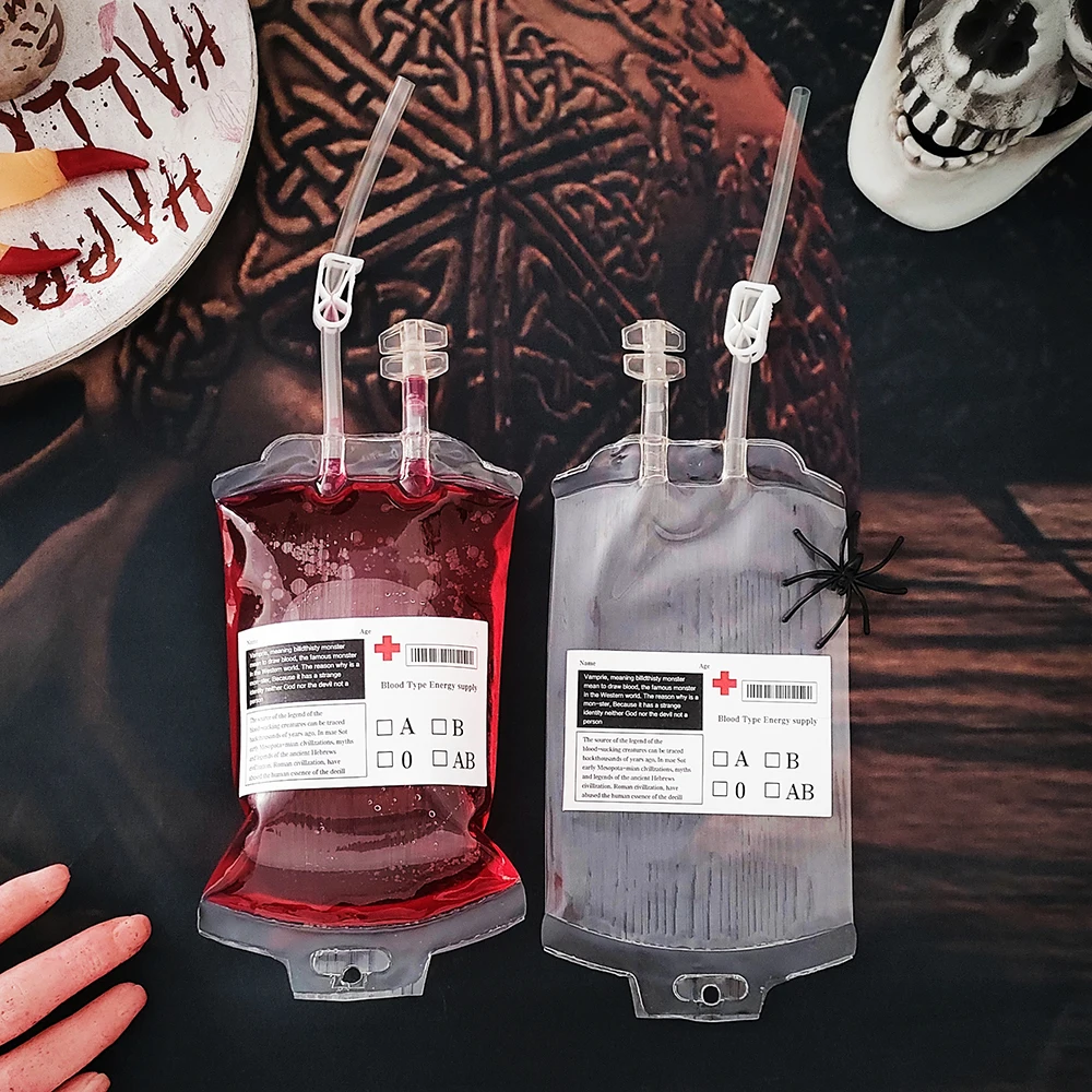 1-2-3pcs-400ml-Clear-Halloween-Empty-Blood-Bag-Reusable-Drink-Pouches ...