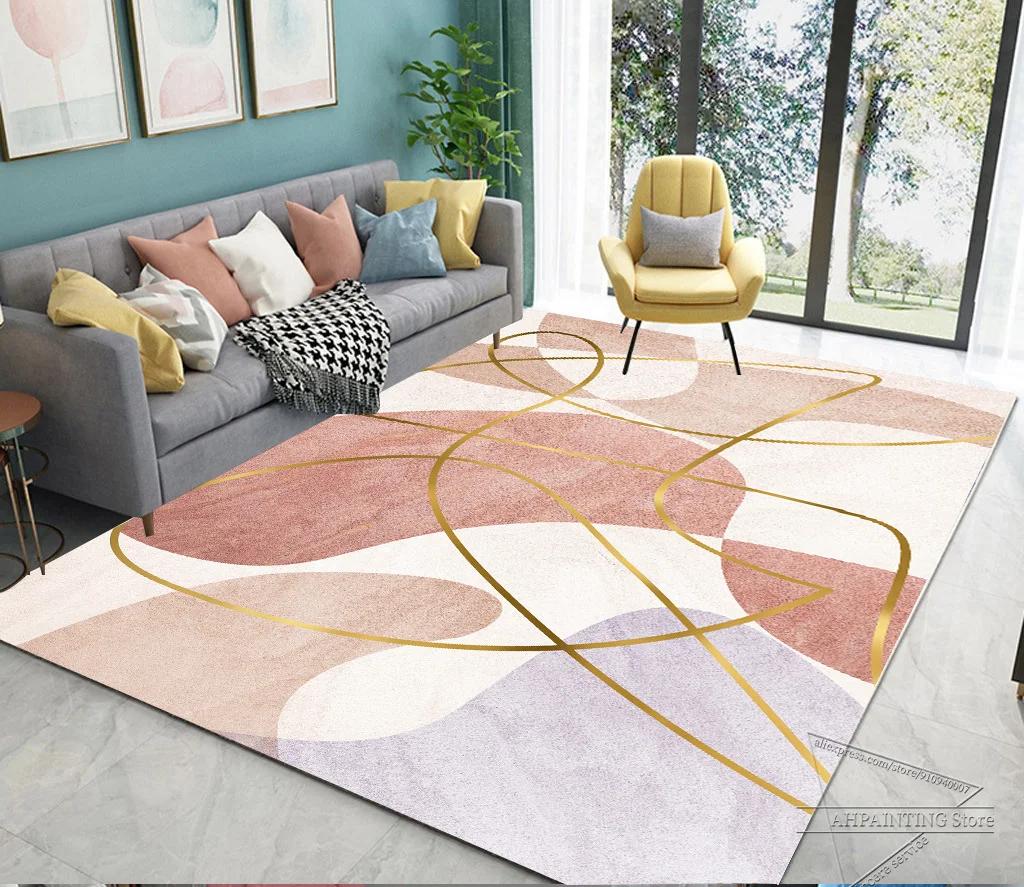 Pink-Room-Decor-Carpet-Living-Room-Sofa-Coffee-Table-Non-slip-Rug-Home ...