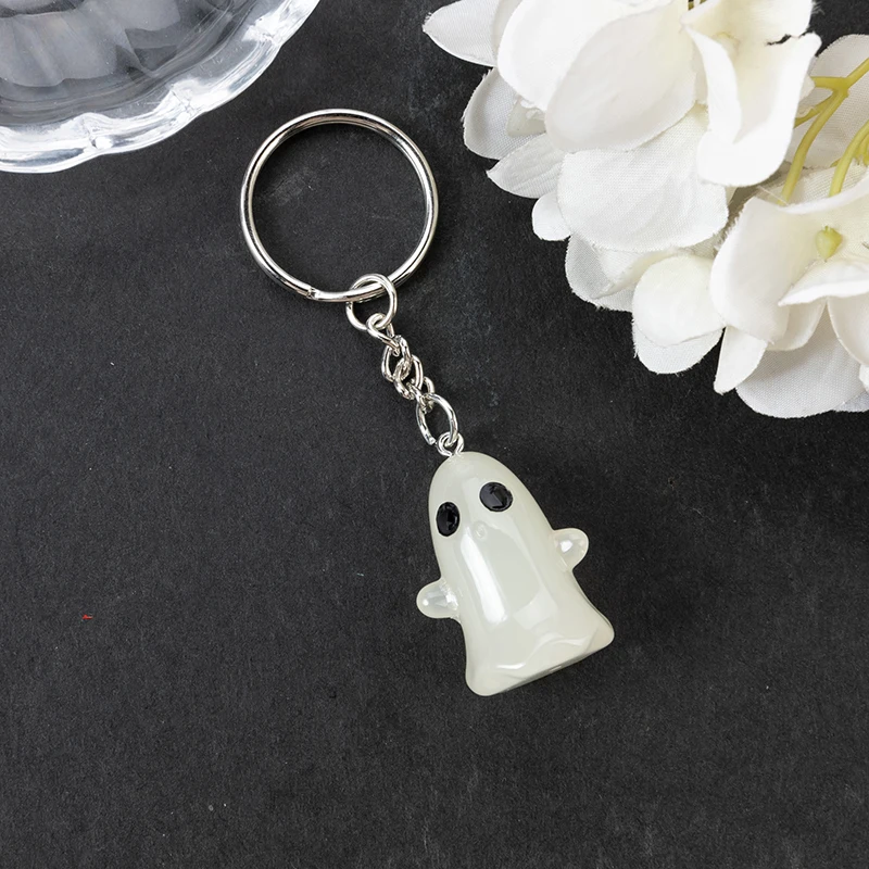 1PC Women Halloween Keychain Cute 3D Resin Glow In Dark Ghost Handbag ...