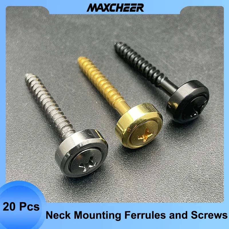 20Pcs Metal Electric Guitar Neck Mounting Ferrules Bushing with Screws ...