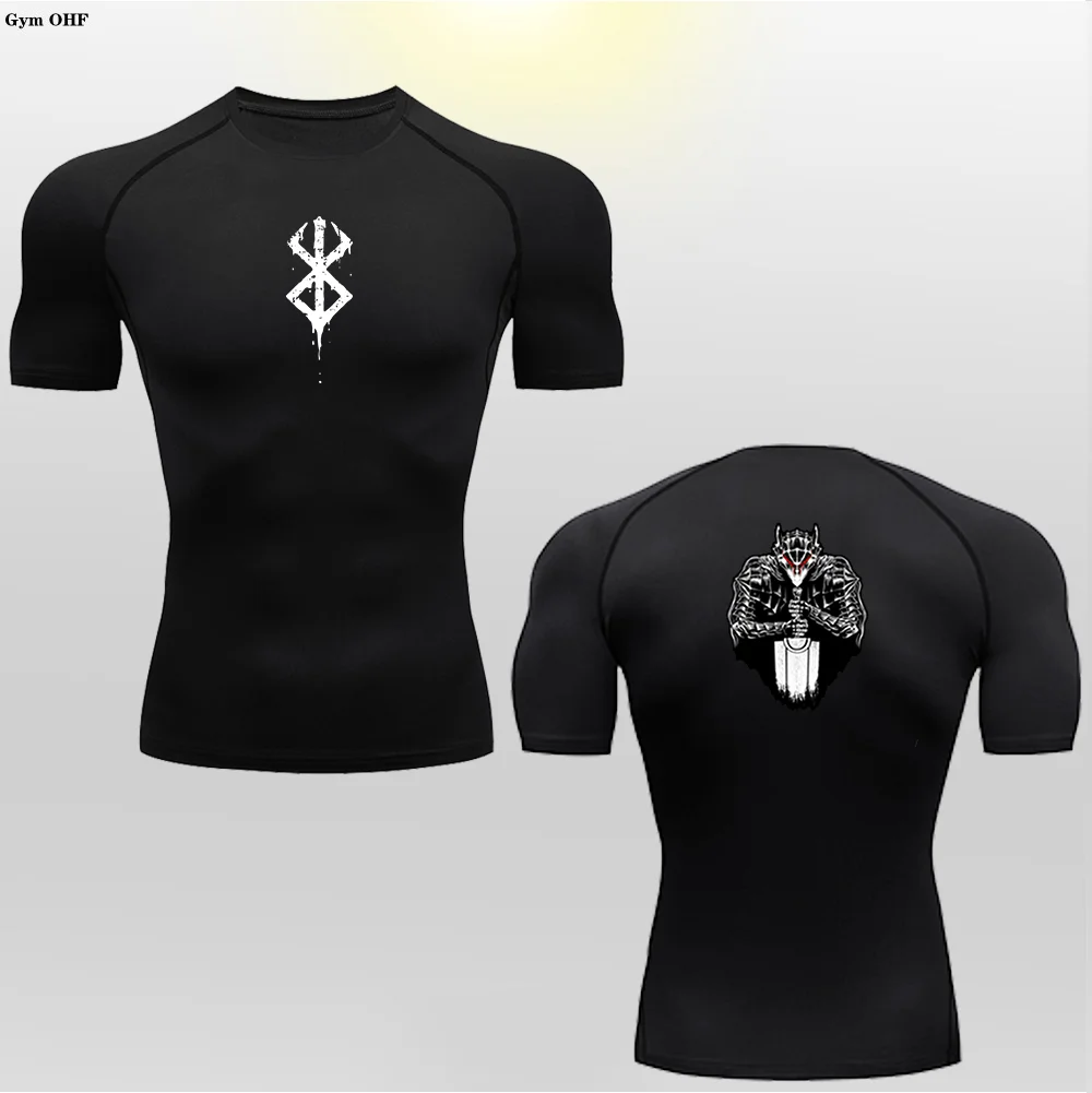Rashguard-Gym-Jogging-Short-Sleeve-Slim-Compression-Shirt-Training-Tops ...