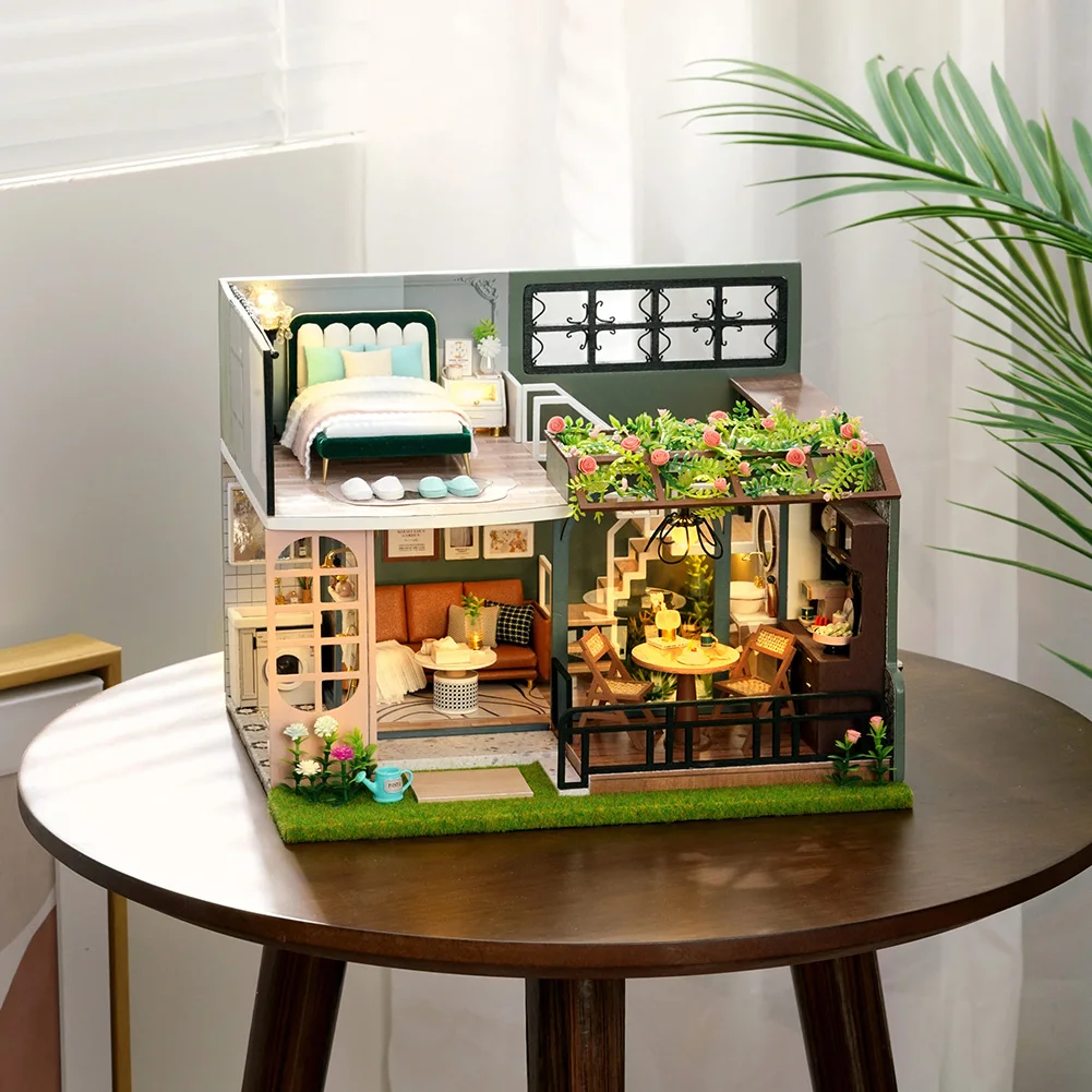 Wooden-Cute-Dollhouse-Birthday-Gifts-Electronic-Small-Half-Garden-Model ...