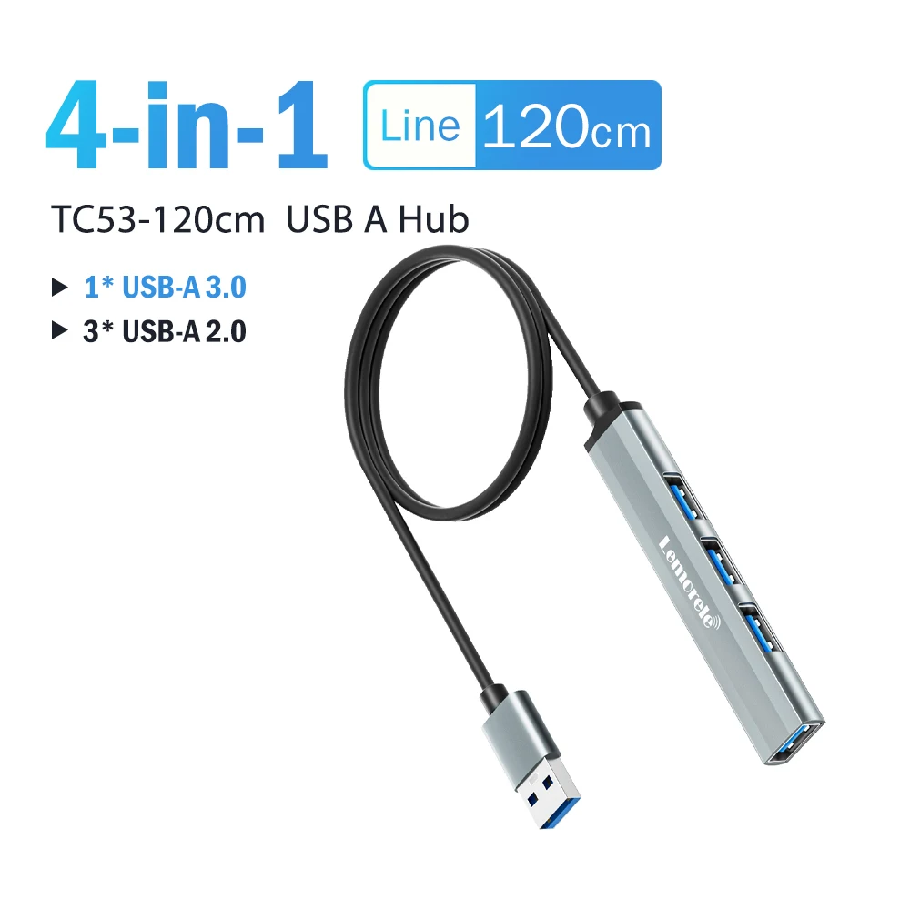 Lemorele-120cm-4Ports-USB-HUB-OTG-USB-A-3-0-Adapter-Multi-Splitter ...