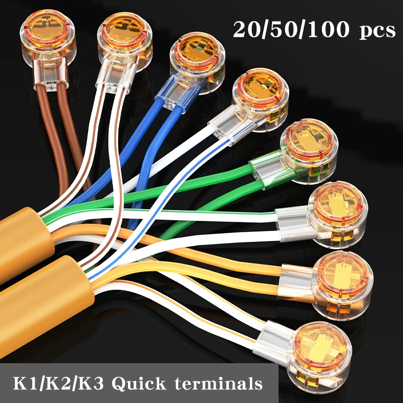 20/50pcs K1 K2 K3 Connector Crimp Connection Terminals Waterproof Wiring Rj45 Ethernet Cable ...
