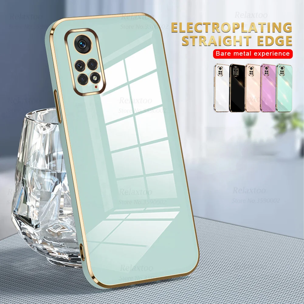 Plating Square Frame Phone Case For Xiaomi Redmi Note 11 4g Redme Not ...