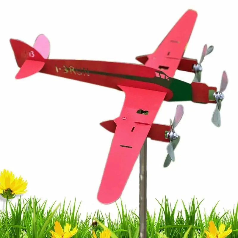 Wind-Spinner-Plane-Metal-Airplane-Weather-Vane-Windmill-Outdoor-Roof ...