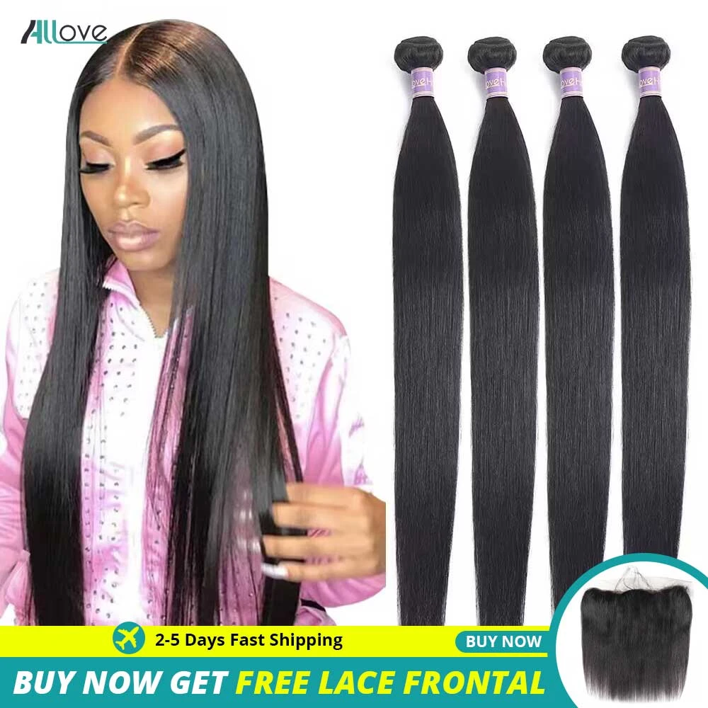 Allove Bundles Human Hair Bone Straight Bundles Brazilian Hair Weave ...