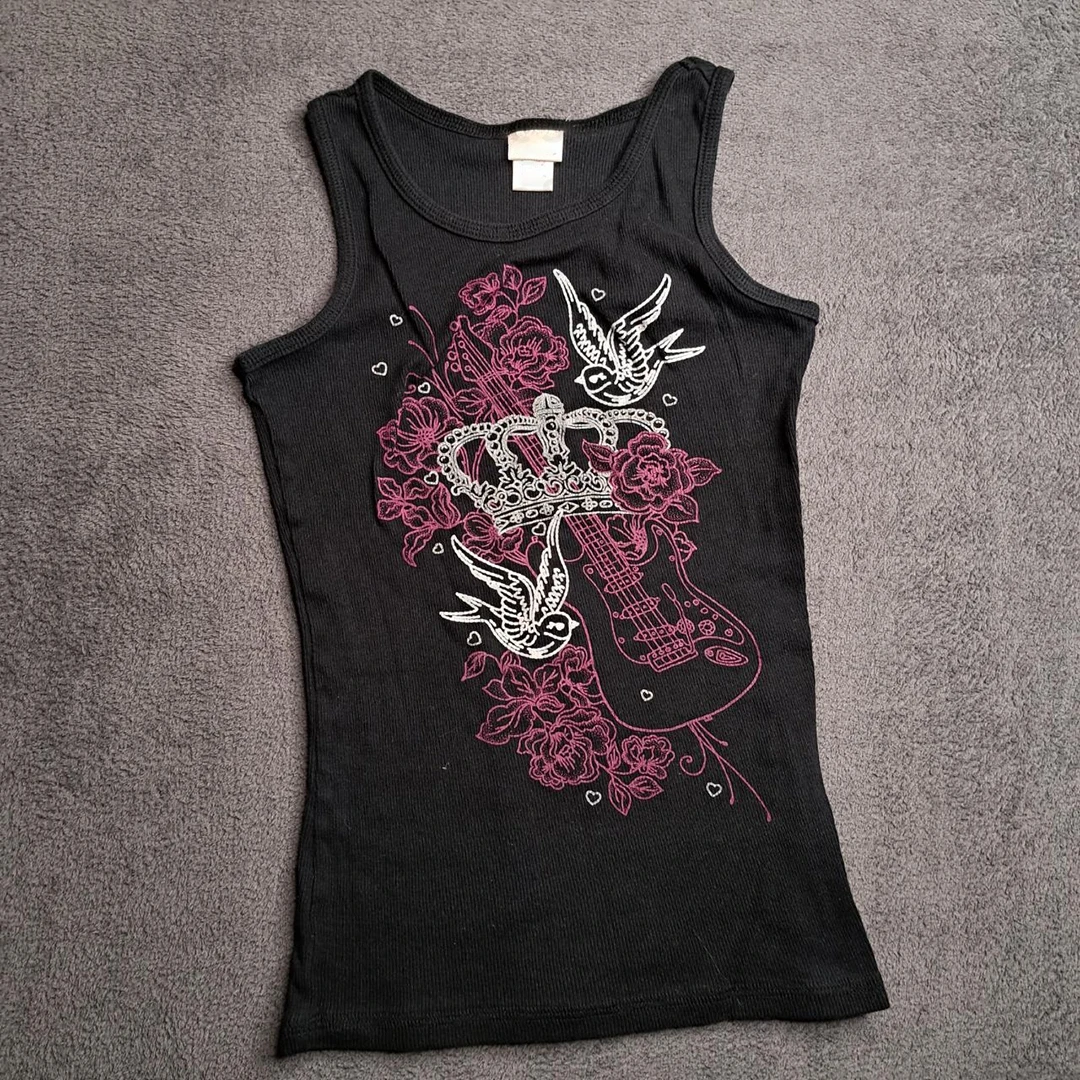 Y2K Tops Punk Letter Print Casual Cute Tops Harajuku Vintage Emo Girls ...