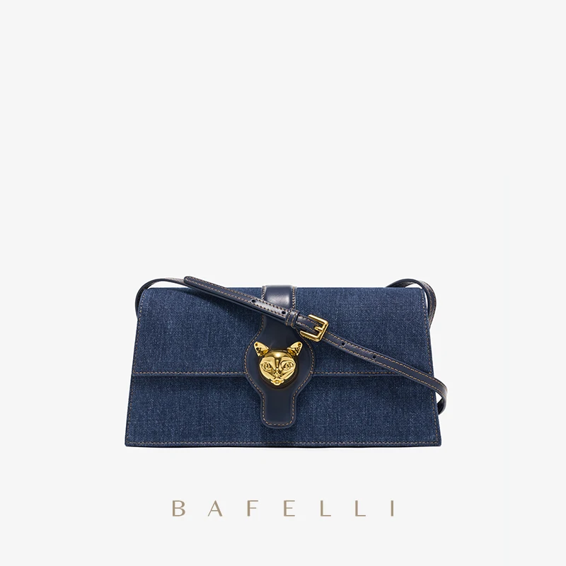 BAFELLI CAT 2023 NEW WOMEN'S BAG LUXURY BRAND FASHION RETRO STYLE DENIM TRENDING SHOULDER CLUTCH ...
