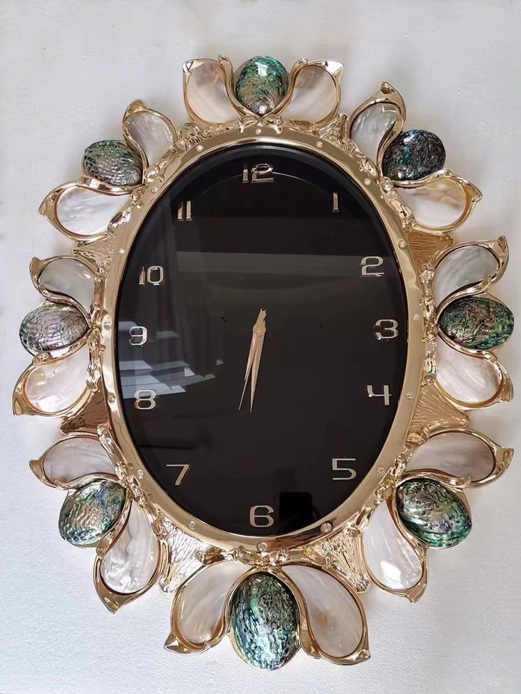 Living-Room-Luxury-Shell-Wall-Clock-Vintage-Fashion-Mute-Wall-Hanging ...