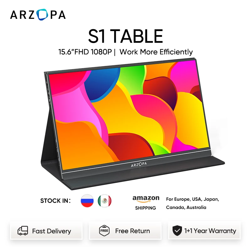 Arzopa 15.6'' FHD 1080P Portable Monitor HDMI USB IPS Second Monitor ...