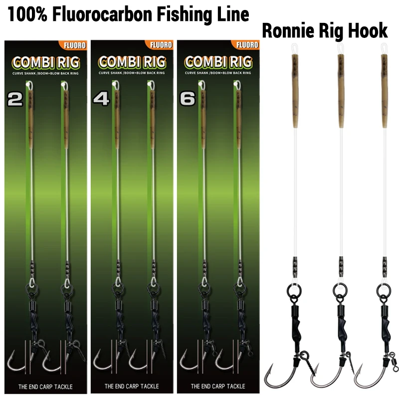 6PCS/10PCS Ronnie rig 3 Styles Carp Rigs 4 Hook Sizes: 2#, 4#, 6#, 8 ...
