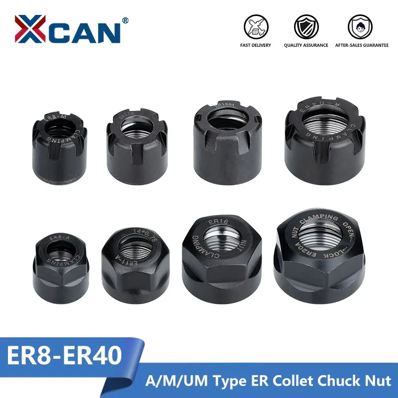 XCAN 1pc ER8/ER11/ER16/ER20 /ER25/ER32/ER40 A/M/UM Type ER Collet Chuck ...