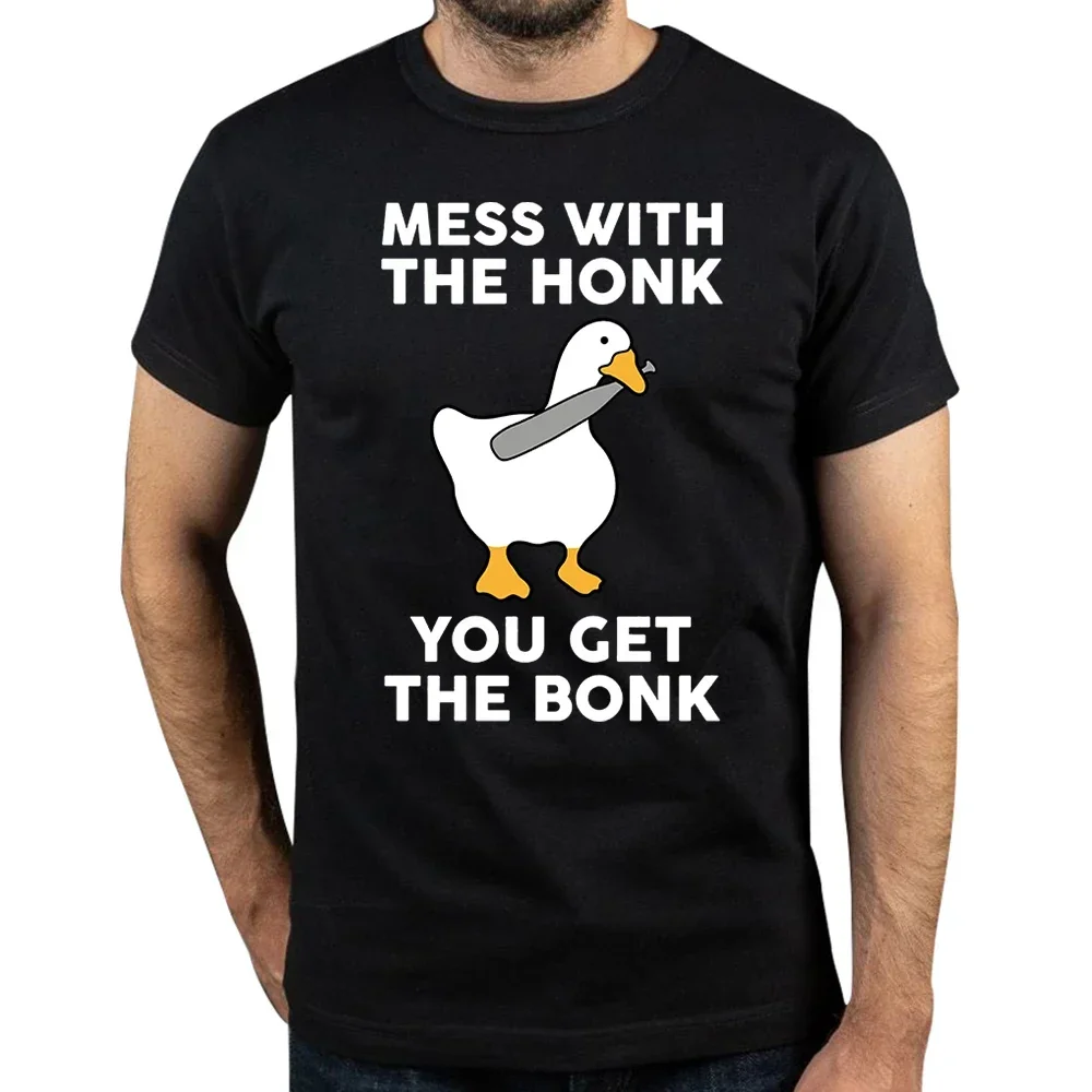 Mess-With-The-Honk-You-Get-The-Bonk-Funny-Goose-Print-T-Shirts-Cartoon ...
