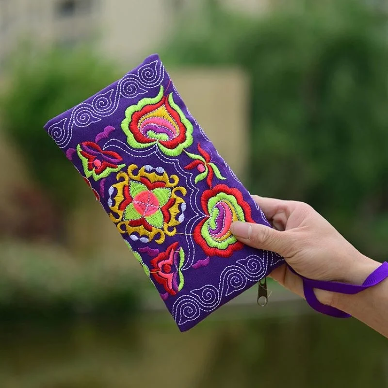 Monedero-bordado-Floral-tnico-Vintage-para-mujer-monedero-largo ...