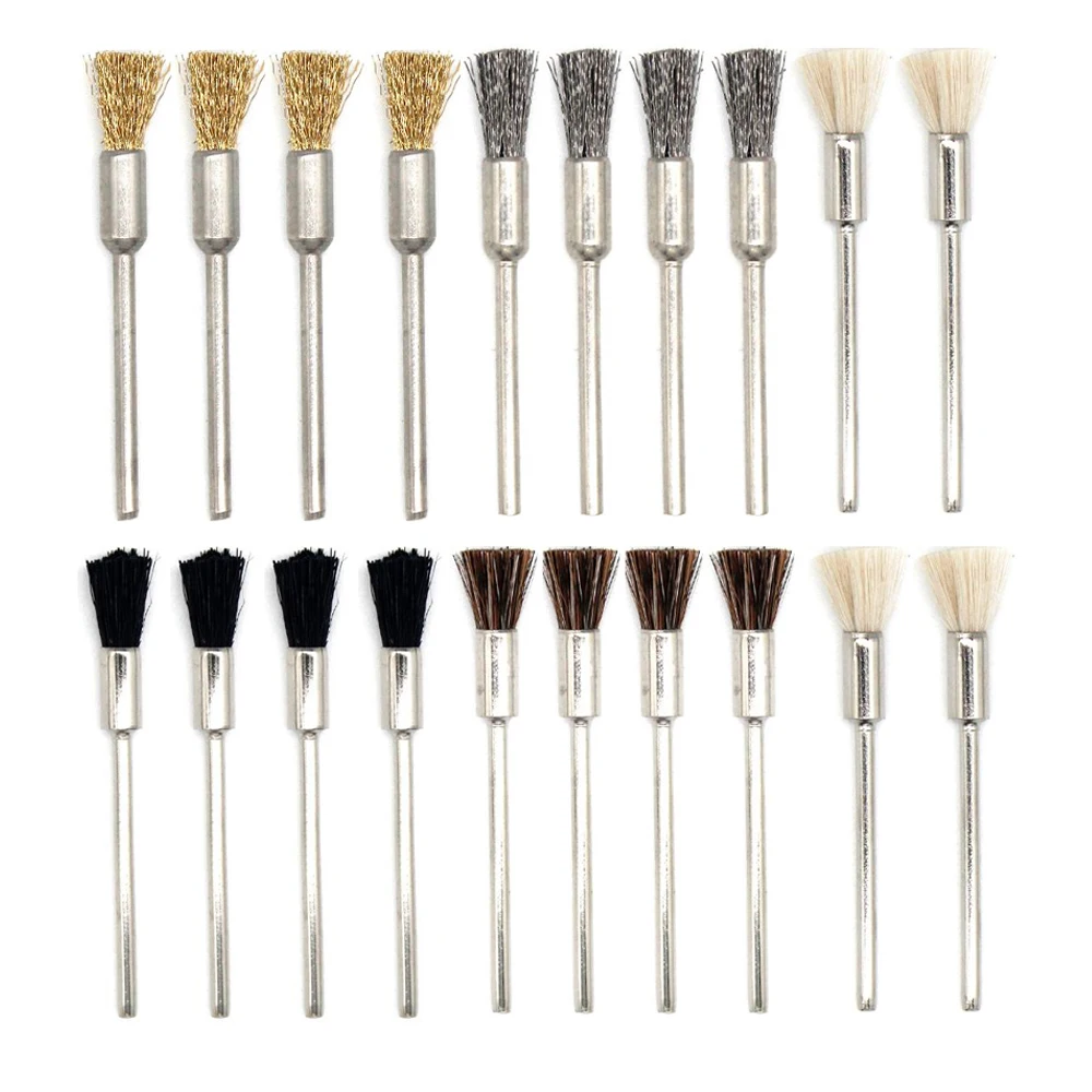 20PCS-Steel-Copper-Wire-Brush-Set-2-35mm-Shank-Bristle-Brushes-for ...