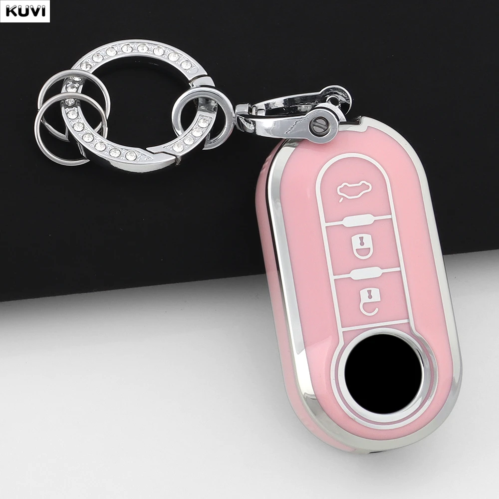 NIEUWE TPU Auto Opvouwbare Sleutel Case Cover Shell Voor Fiat 500 ...