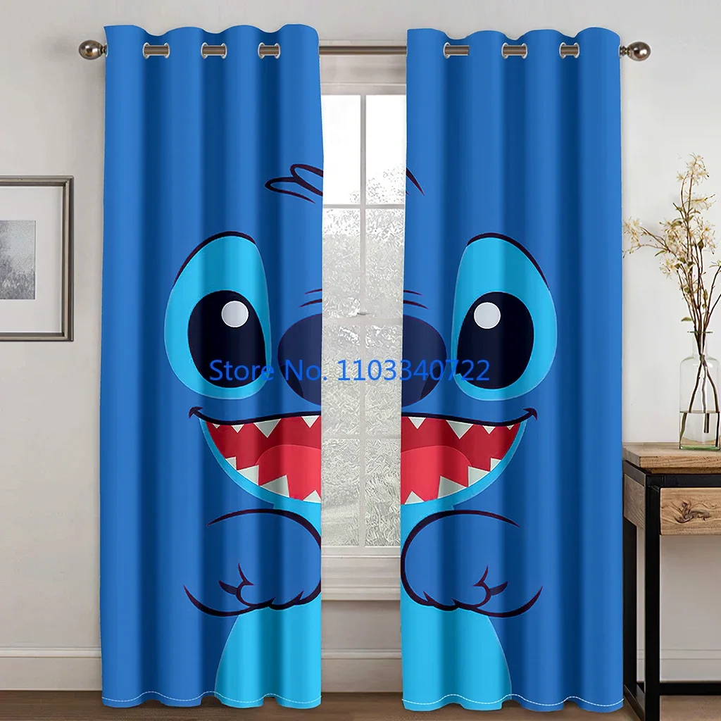 Anime-Blue-Lilo-and-Stitch-Window-Curtain-Cortinas-Blackout-3D-Print ...