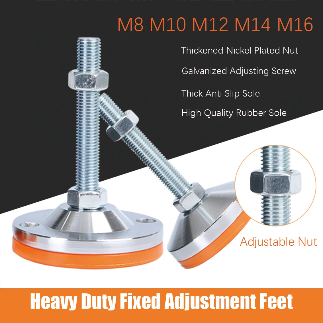 1Pcs Heavy-Duty Adjustable Foot Screw Steel Base Dia 40mm 50mm 60mm ...