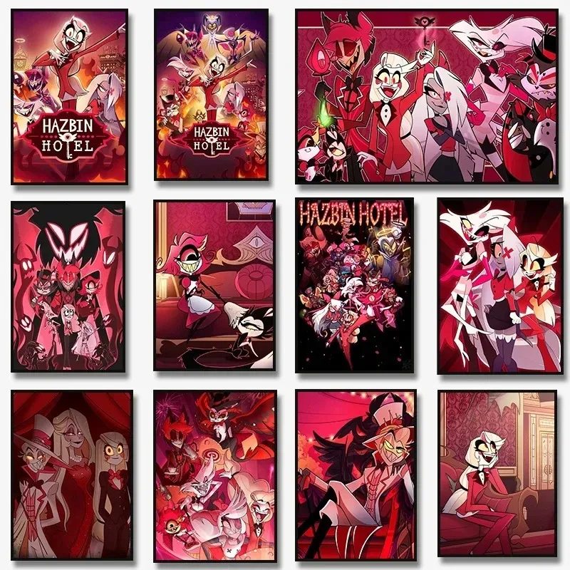 Cartoon-H-Hazbin-H-Hotels-Poster-Canvas-Painting-Mural-Modern-Home ...