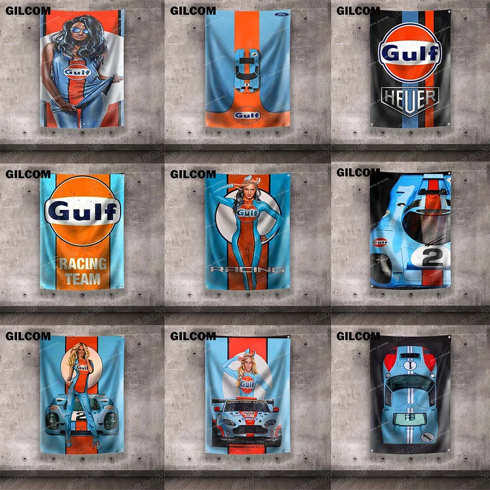 Gulf-Heuer-Flag-Racing-Car-Garage-Service-Home-Poster-Advertise-Logo ...