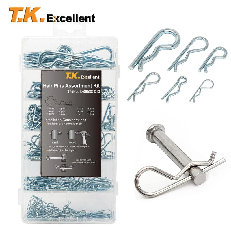 175-PCS-Cotter-Pins-Heavy-Duty-Carbon-Steel-Zinc-Plated-R-Hitch-Pin ...