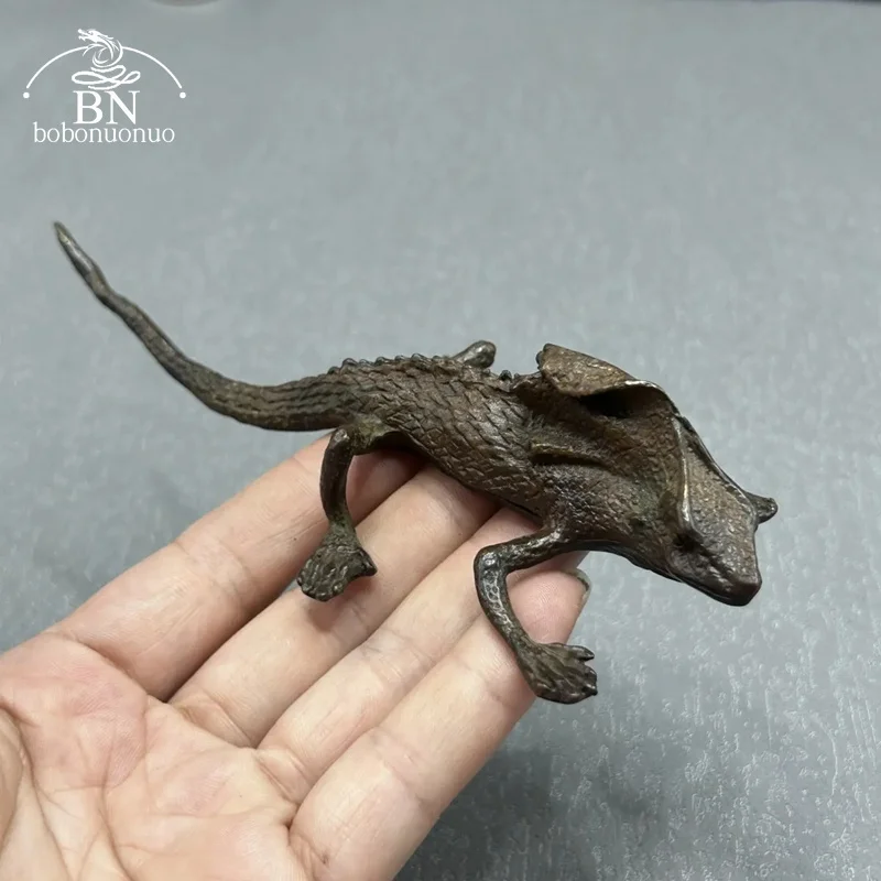 Antique-Copper-Lizard-Statue-Tabletop-Small-Ornament-Vintage-Metal ...