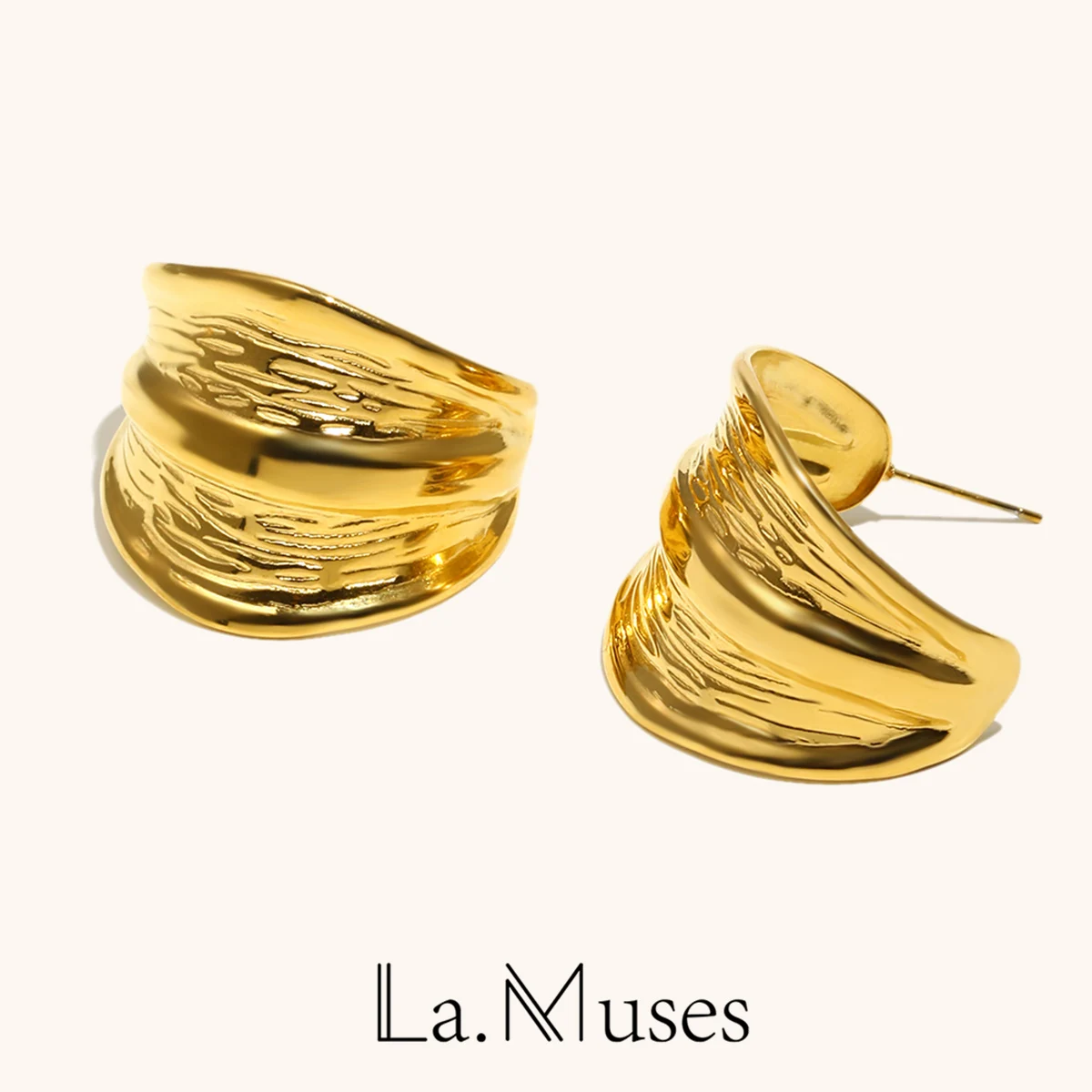 La. Muses Simple C-shaped Line Pattern Surface Stainless Steel Women's ...