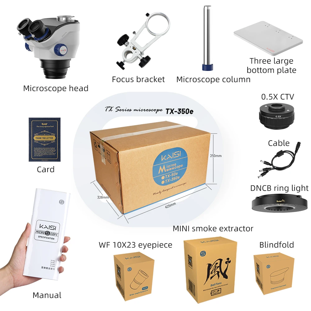 TX-350e Trinocular Stereo Microscope Set 1080P 4K HDMI Video Camera 3 ...