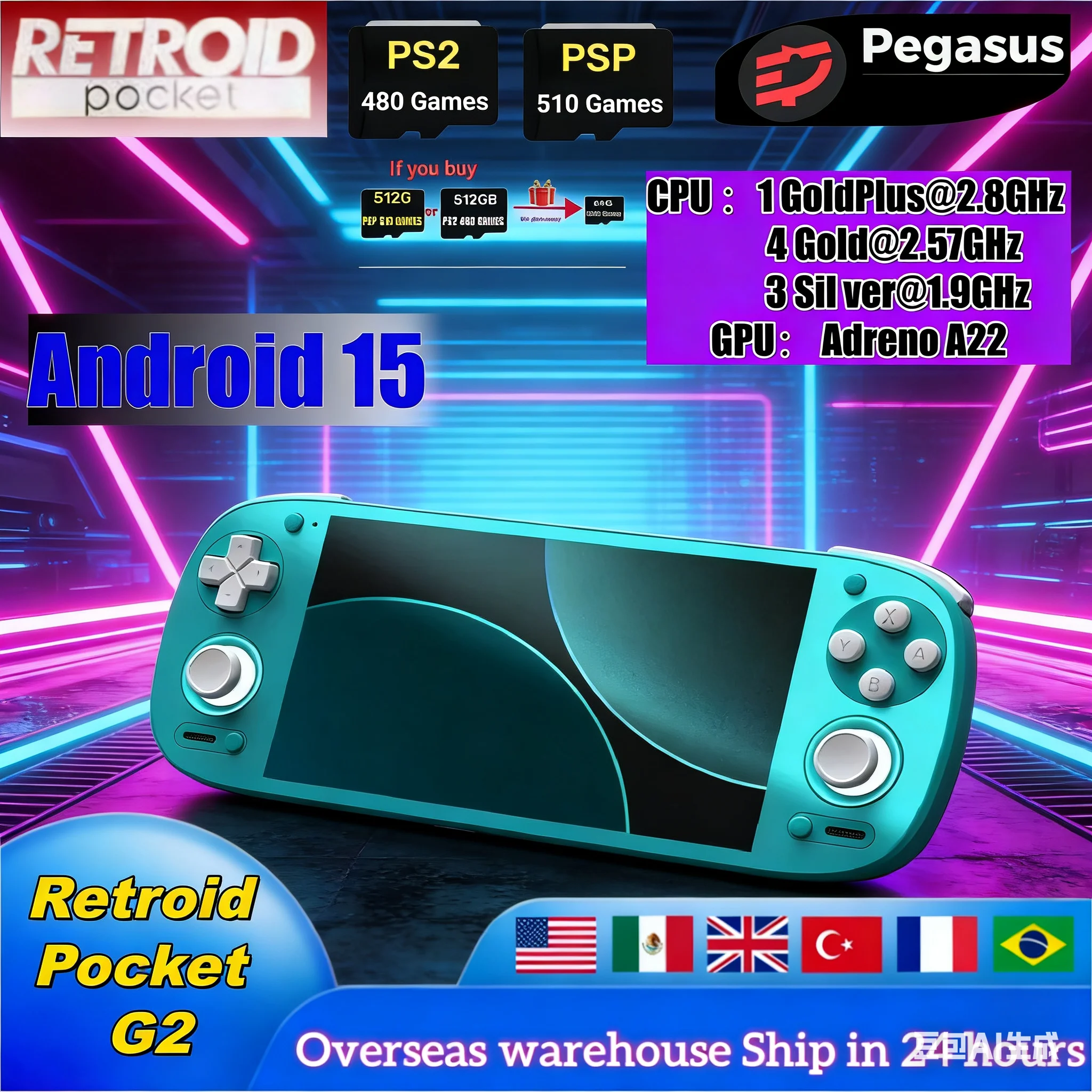 Consola de juegos portátil Retroid Pocket G2 RP G2 Android 15 5,5 ...
