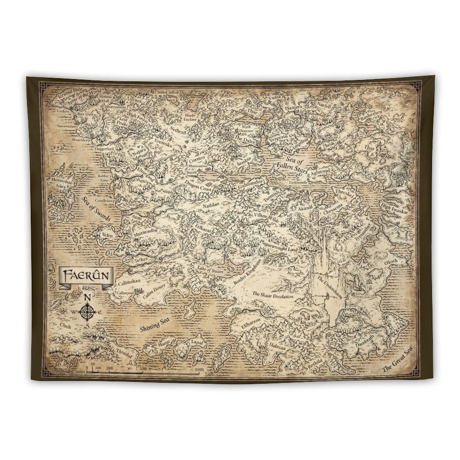 Annotated Map Of Faerun Tapestry Wall Coverings Wall Decor