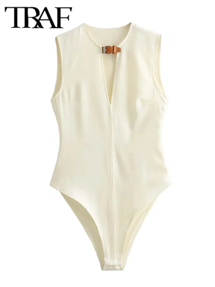 TRAF-Body-sin-mangas-para-mujer-Body-Sexy-con-hebilla-recortada-de-una ...