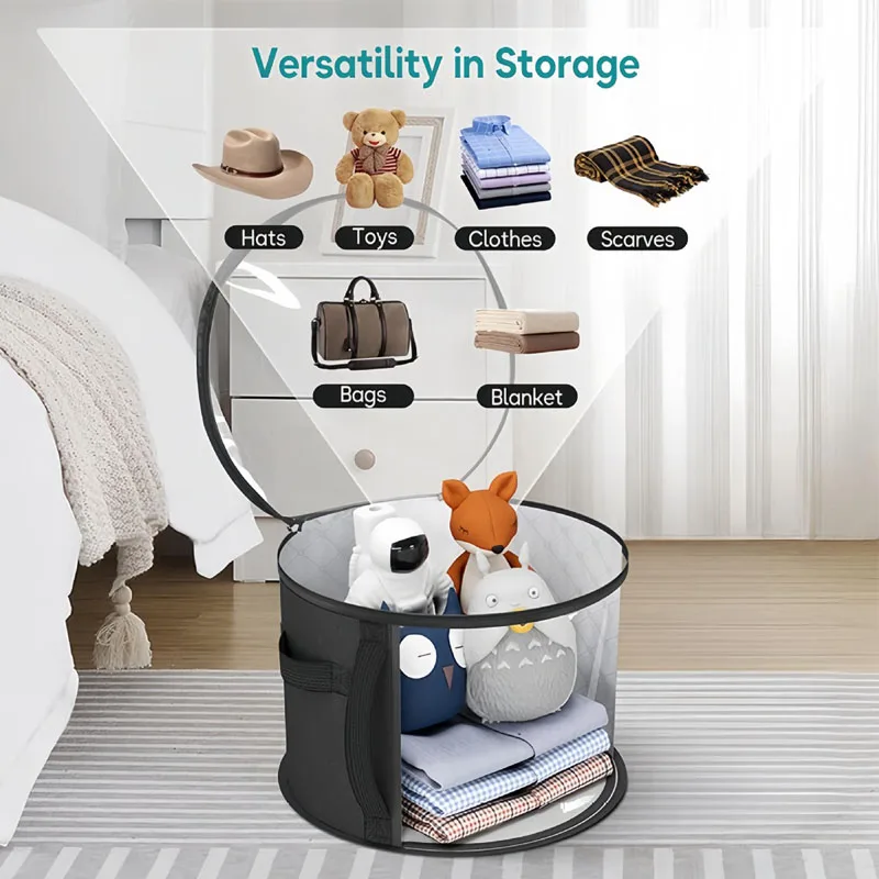 Non-woven Storage Bucket Portable Zipper Handle Travel Storage Box ...