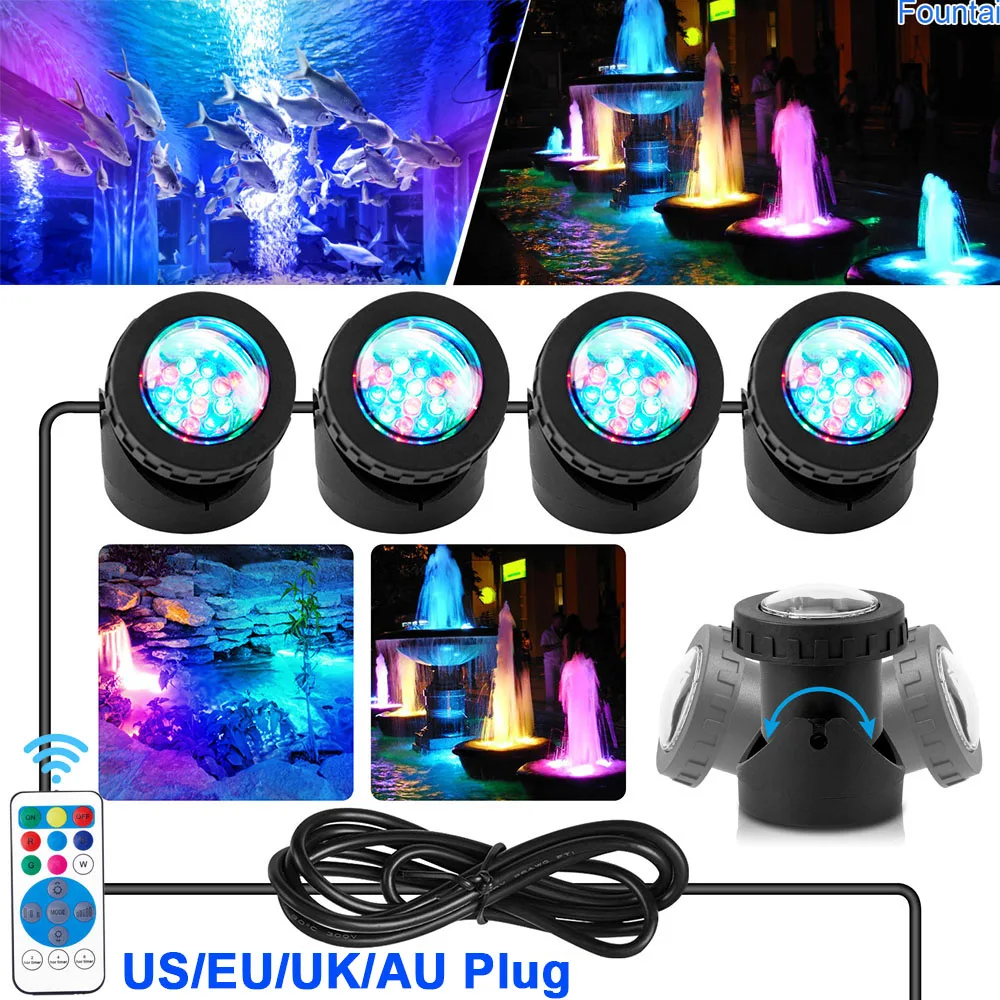 RGB-Submersible-1-2-3-4-LED-Lights-Waterproof-IP68-Underwater-Fountain ...