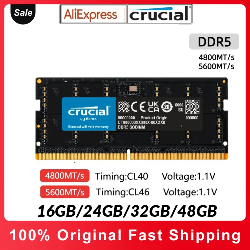 Crucial-DDR5-Notebook-Memory-Stick-16GB-24GB-32GB-48GB-4800MHz-5600MHz ...