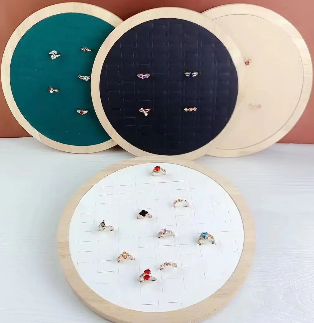 Wood Round Earrings Ring Display Tray for Jewelry Store 92 Solts Ring ...