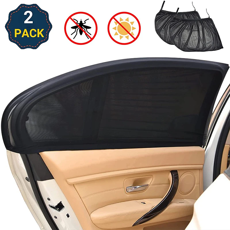 Noir - Rideau pare soleil pour vitres arrière, 2 pièces, Protection UV ...