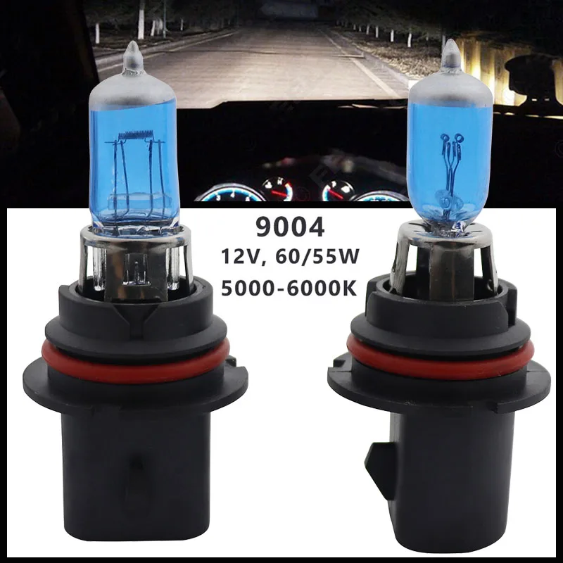 2pcs 9004 12v 55w Xenon Halogen Blue Car Headlight Hi/lo Quartz Glass ...