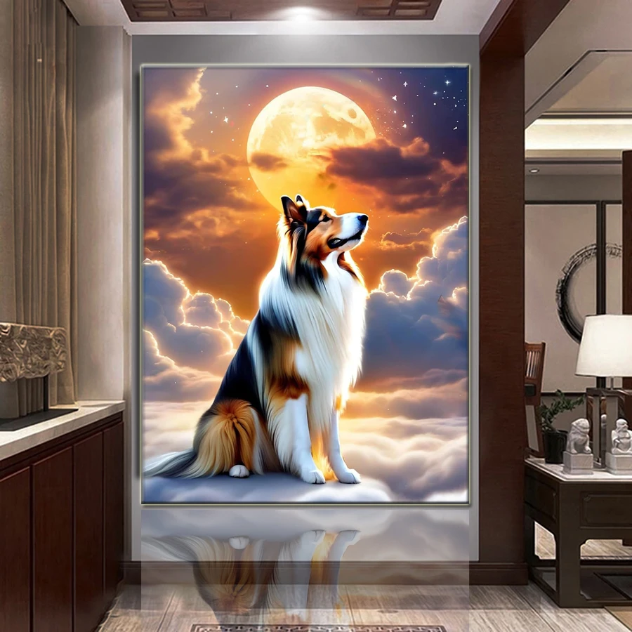 Full Square DIY Diamond Painting Collie Mosaic Rhinestones Picture ...
