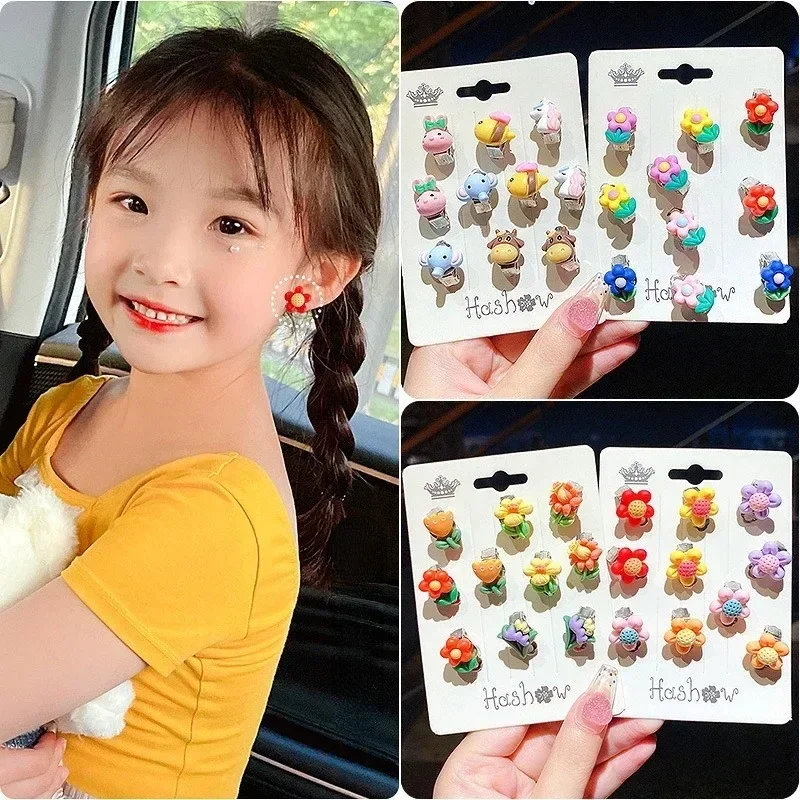 10pcs-set-Women-Cute-Girls-Earrings-Ear-Clip-No-Ear-Hole-Flower ...