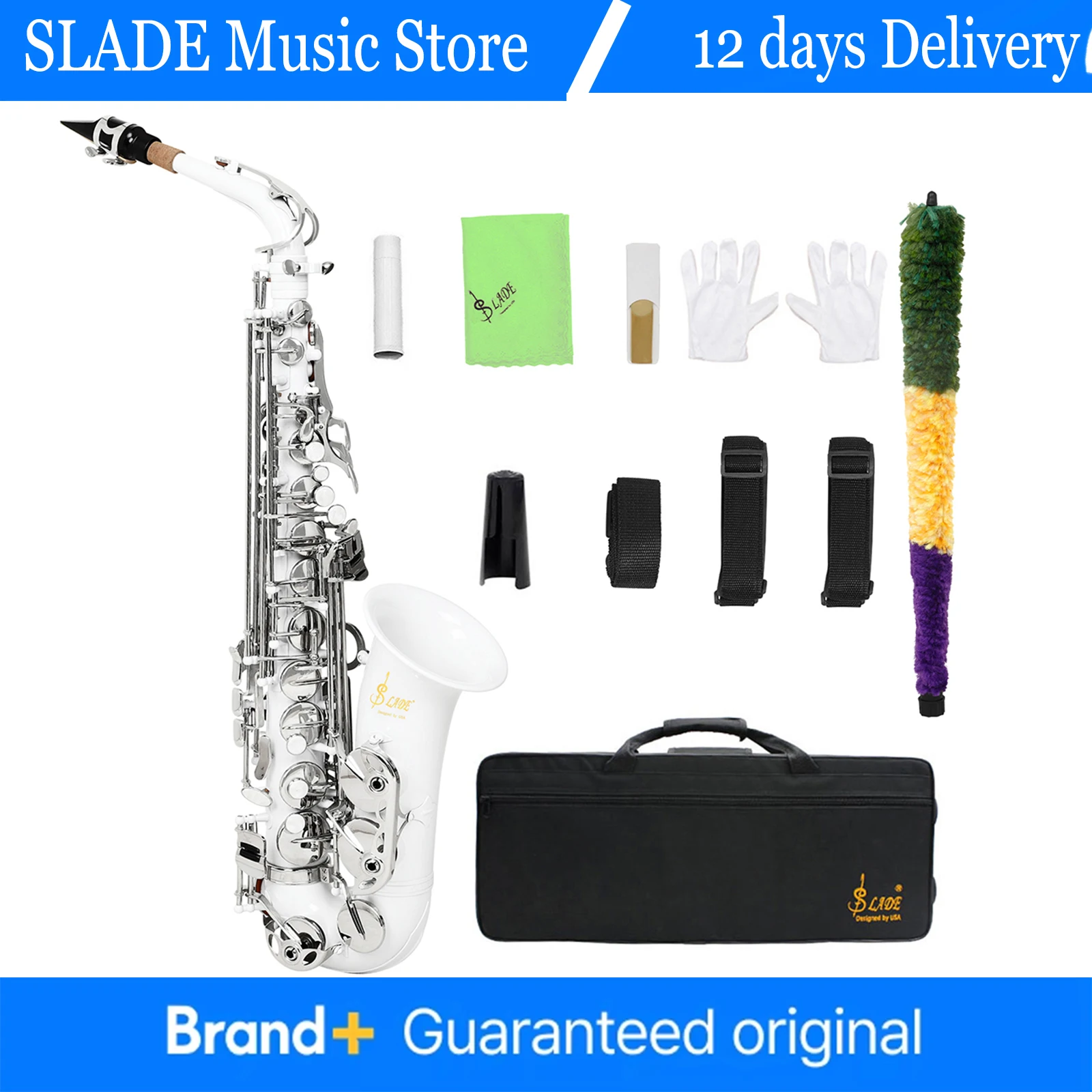 SLADE Eb Alto Saxophone Premium Brass Body with Standard Cloth Case Set ...